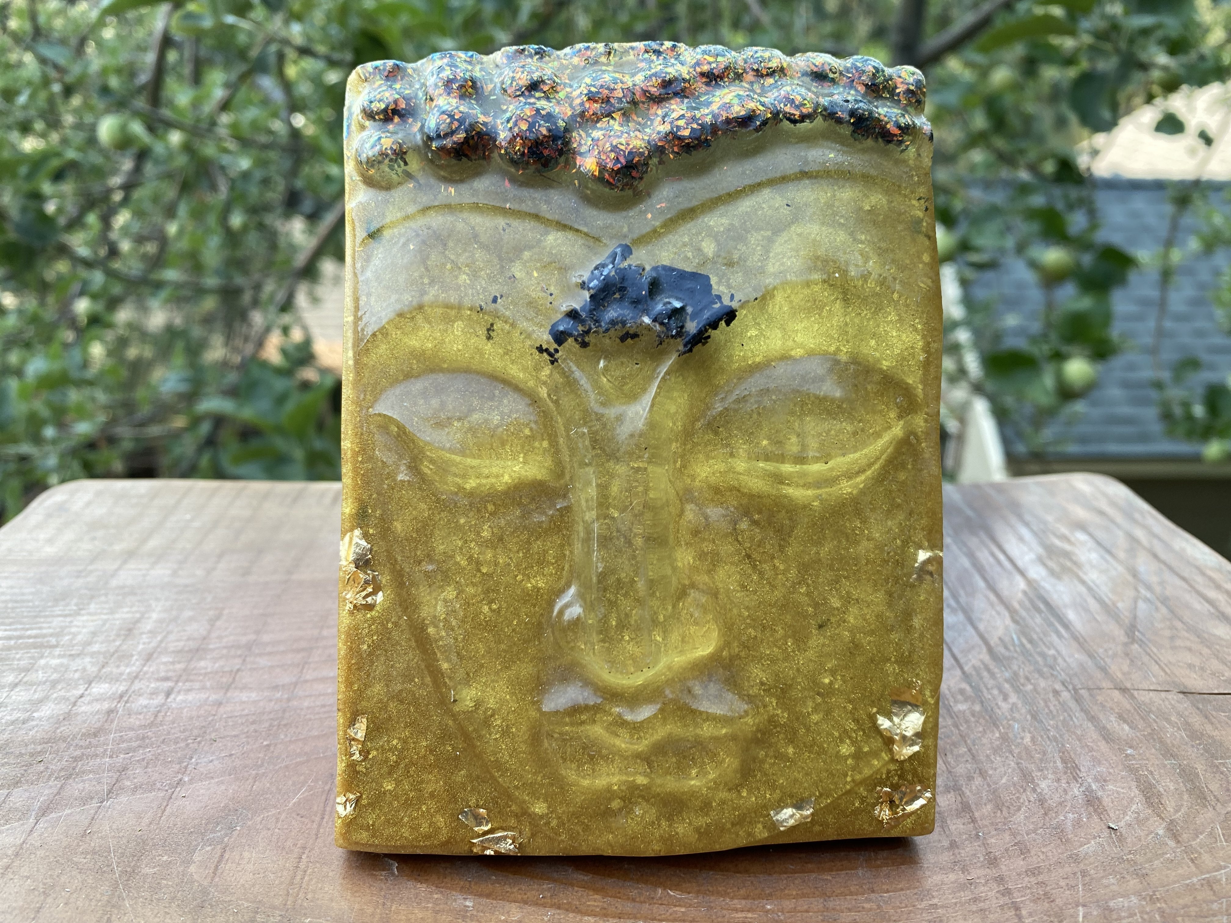 Fire Opal, Black Tourmaline and Gold Buddha – OrAgonite