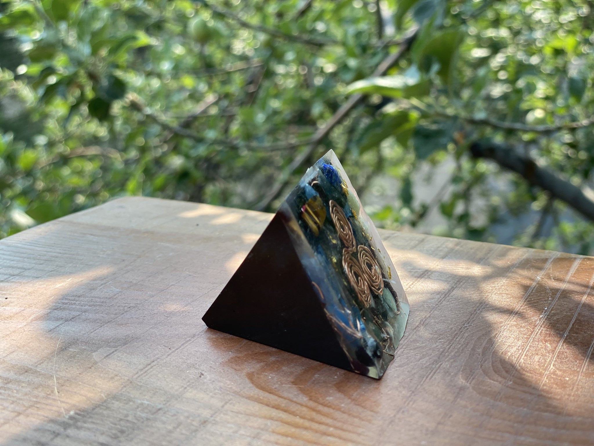 Small Black Triskelion Pyramid – OrAgonite